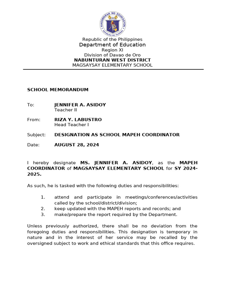 Designation Letters - Asidoy | PDF