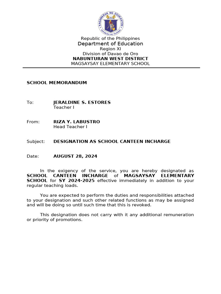 DESIGNATION LETTERS_ESTORES | PDF