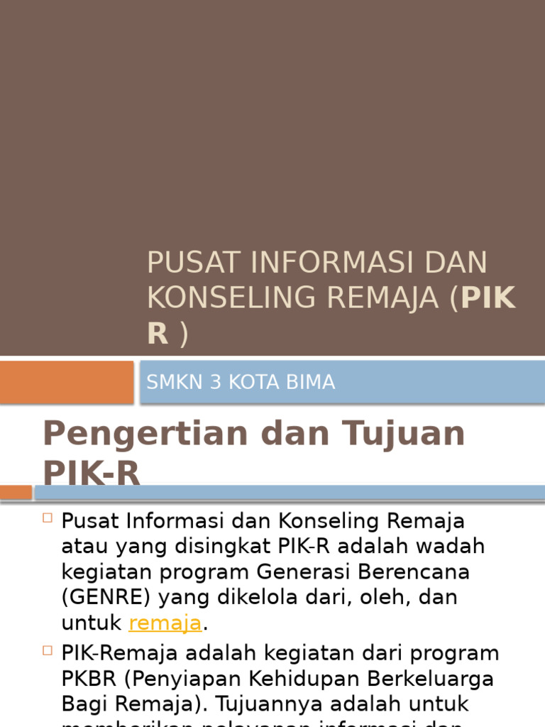 Pusat Informasi Dan Konseling Remaja (PIK R | PDF