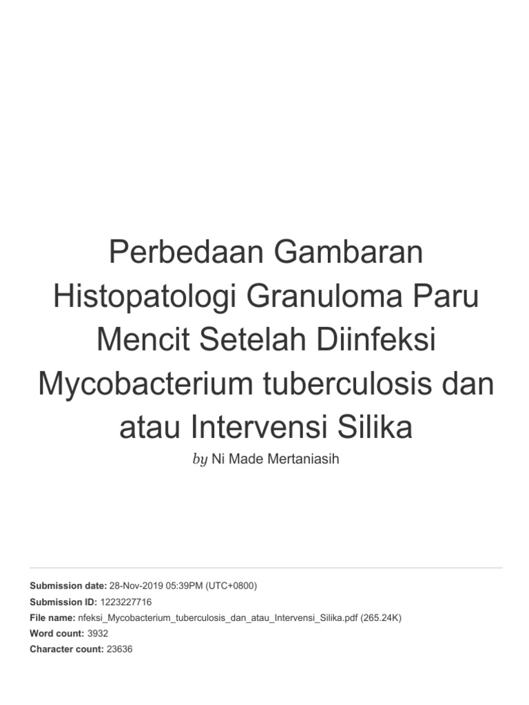 Perbedaan Gambaran Histopatologi Granuloma Paru Mencit Setelah ...
