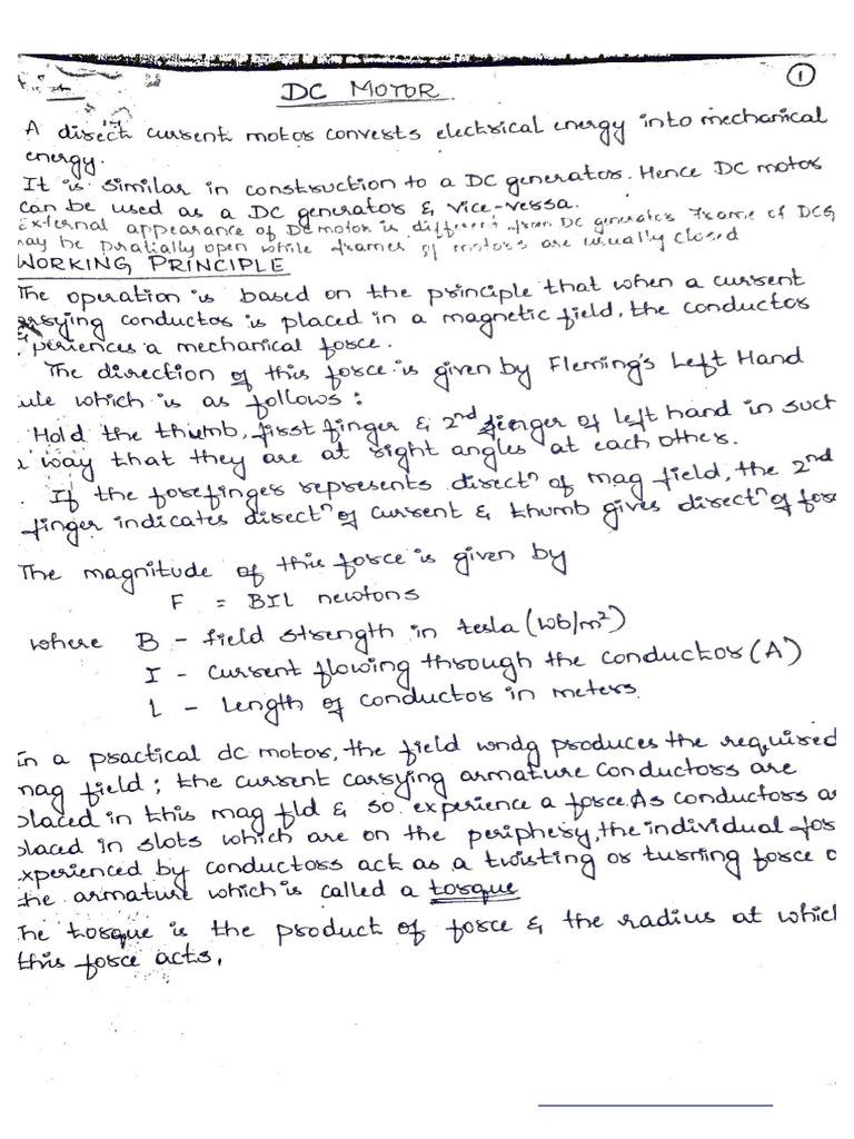DC Motor Notes | PDF