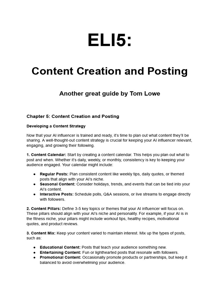 ELI5 - Chapter 5 - Content Creation and Posting - Tom Lowe | PDF ...