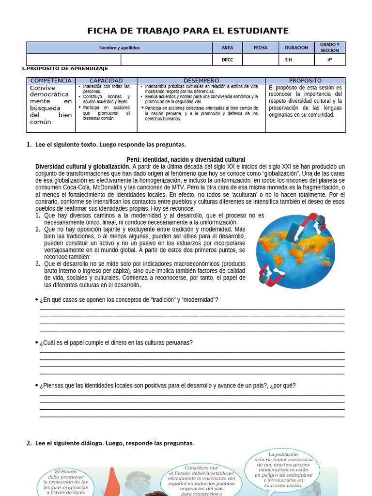 Unidad 5 - Ficha - Sem 2 - DPCC 4° | PDF