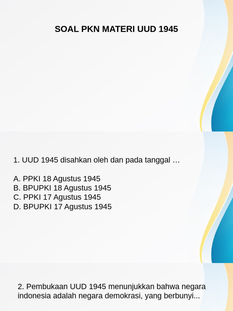 Soal UUD 1945 | PDF