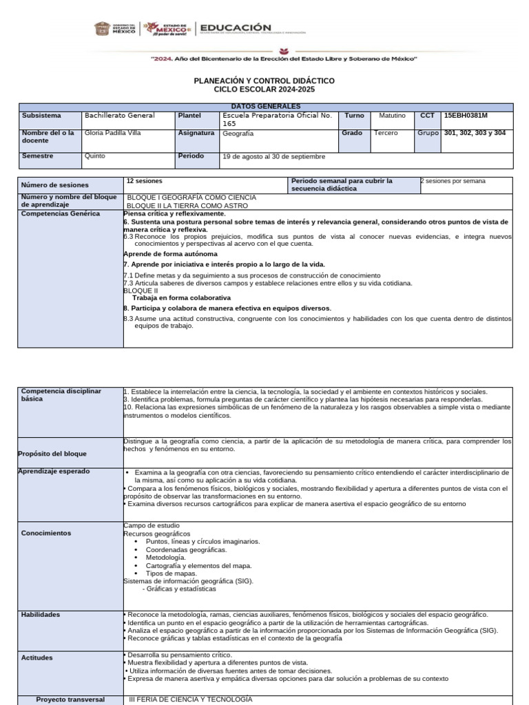 Mepeo - Planeación Geografía 2024-2025 | PDF