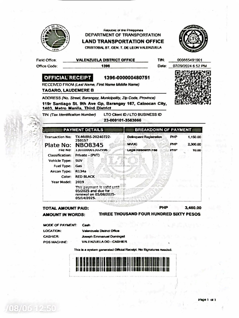 Car Receipt | PDF
