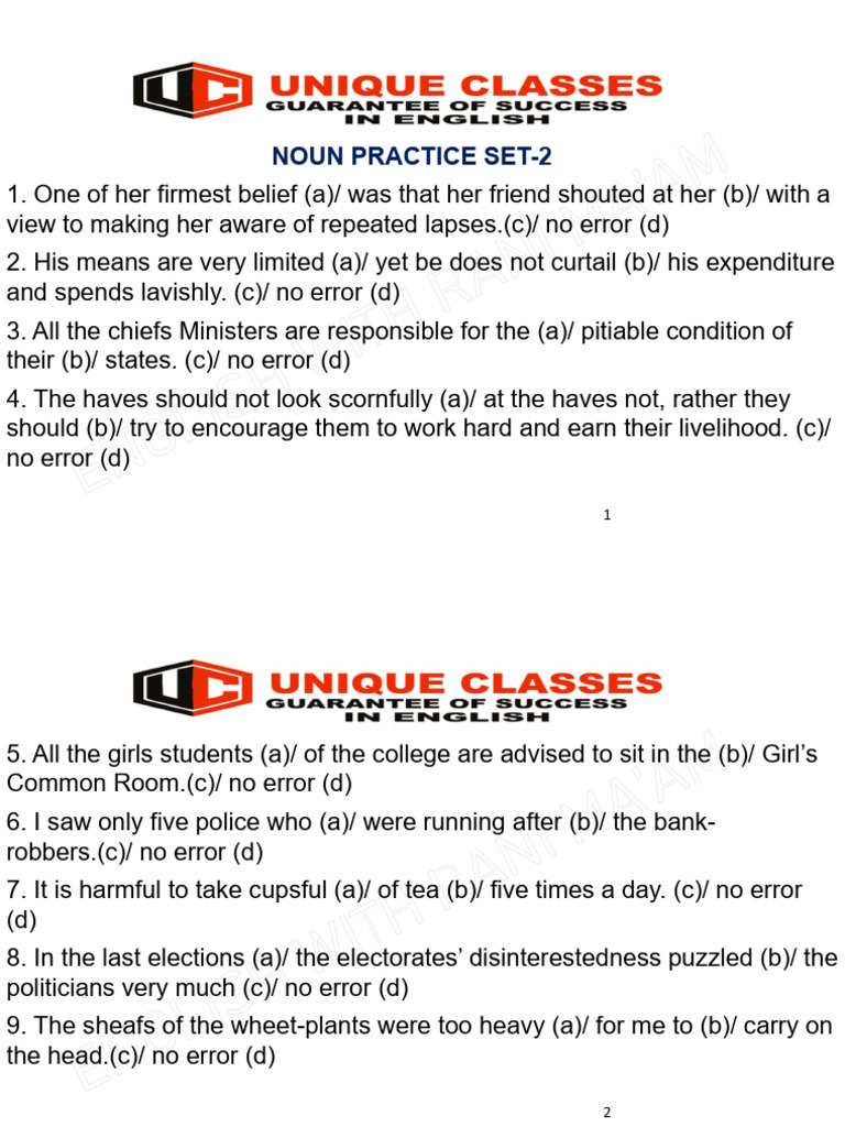 Noun Practice Set 2 PDF 1724589192482 | PDF