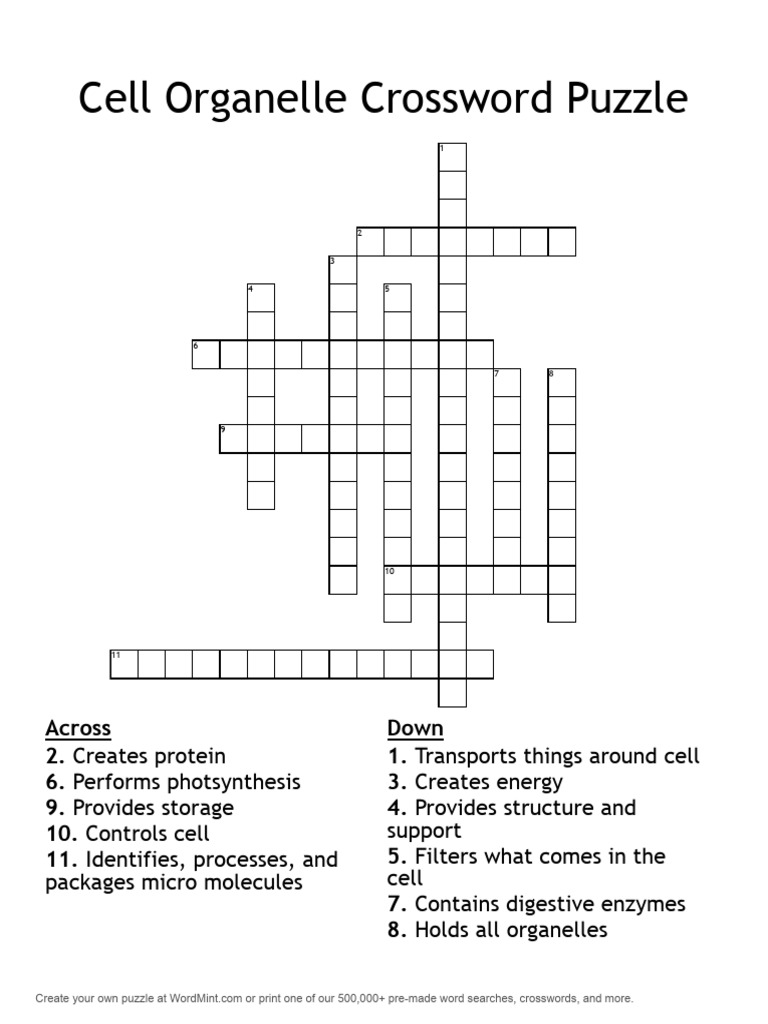 Cell Organelle Crossword Puzzle 40238 6162ed83 | PDF