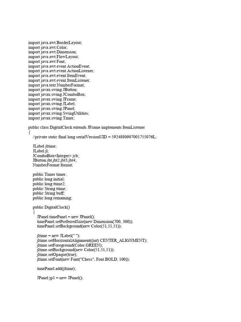 Timer Program In Java PDF