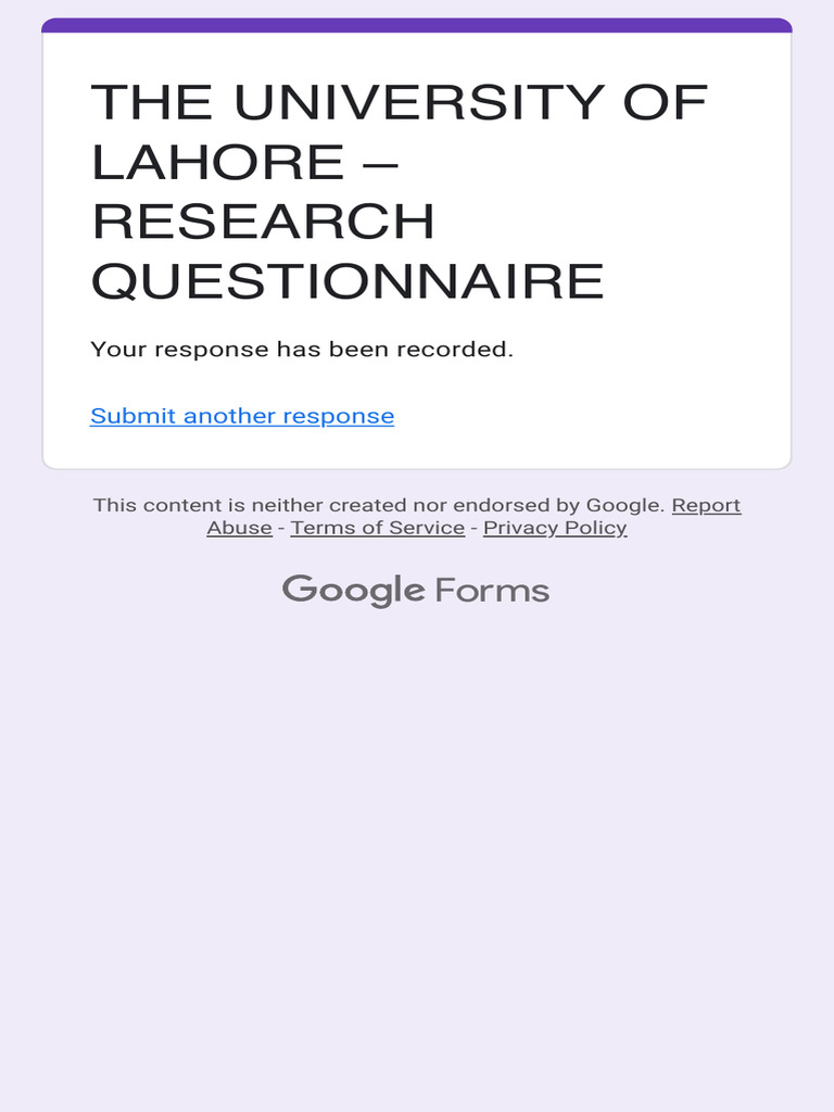 The University of Lahore - Research Questionnaire | PDF