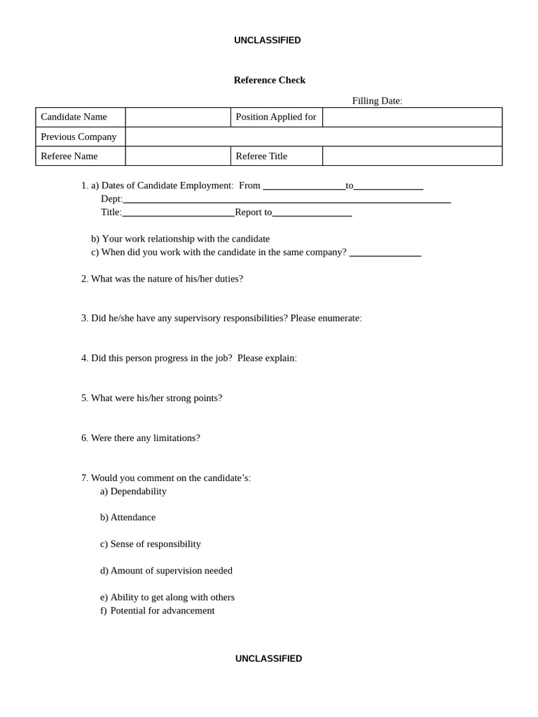 Reference Check Form_Manila | PDF