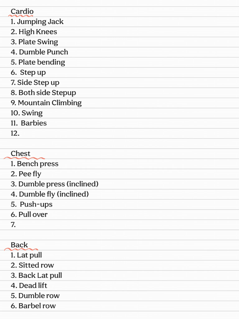 Gym Workout List | PDF