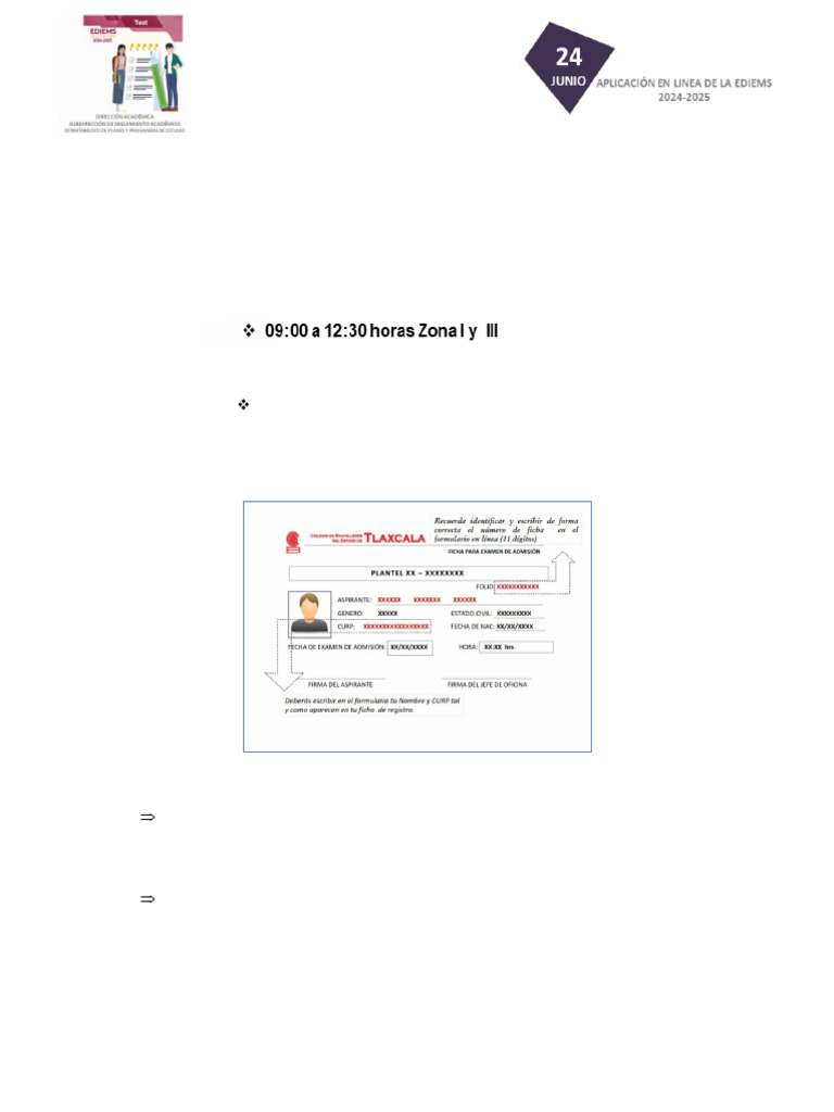 Indicaciones Generales Examen de Admision 2024 | PDF