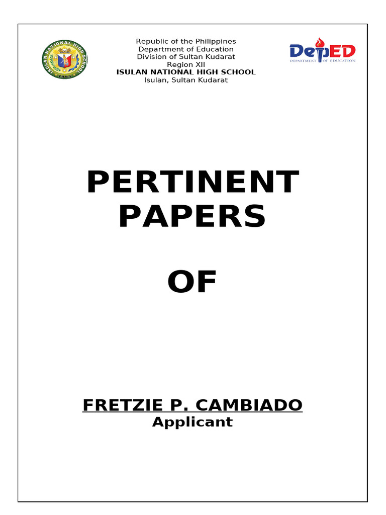 Pertinent Papers Front Page | PDF