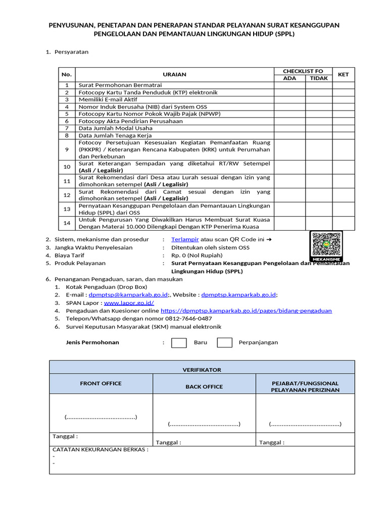 Contoh Checklist Pengajuan Dokumen SPPL | PDF | Access Control ...