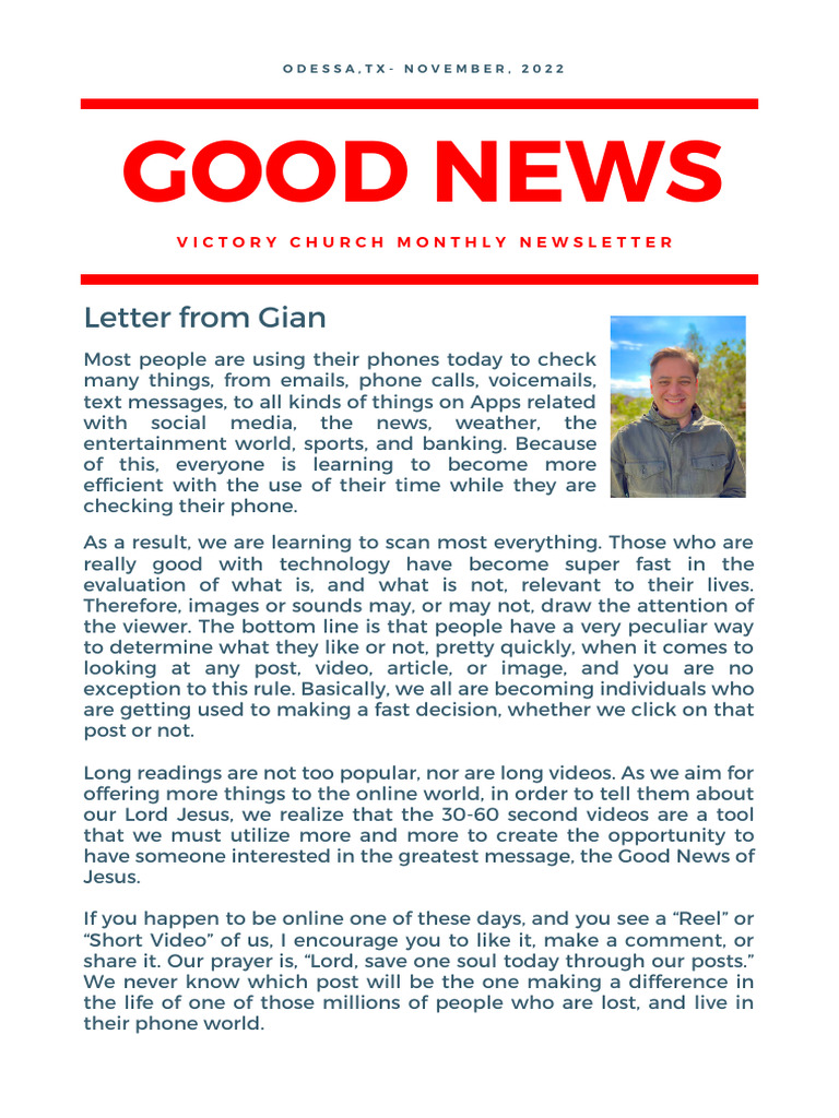Good News: Letter From Gian | PDF