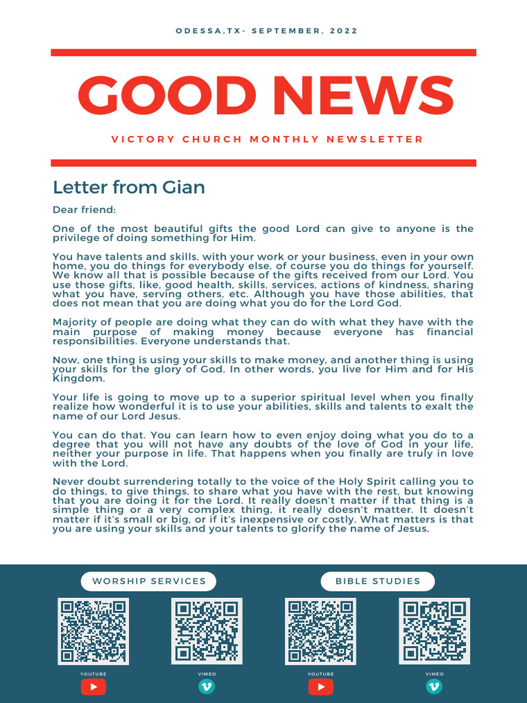 Good News: Letter From Gian | PDF