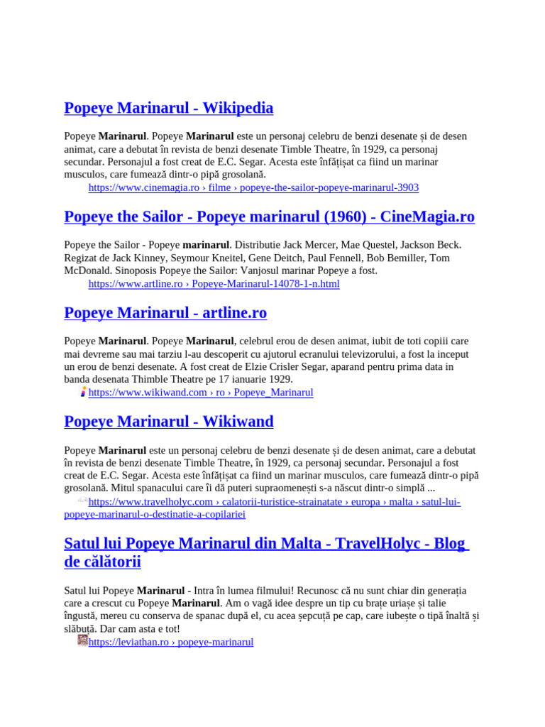 Popeye Marinarul - Wikipedia | PDF