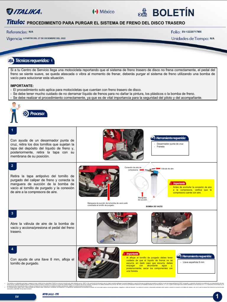 Procedimiento para purgar freno trasero | PDF | Bomba