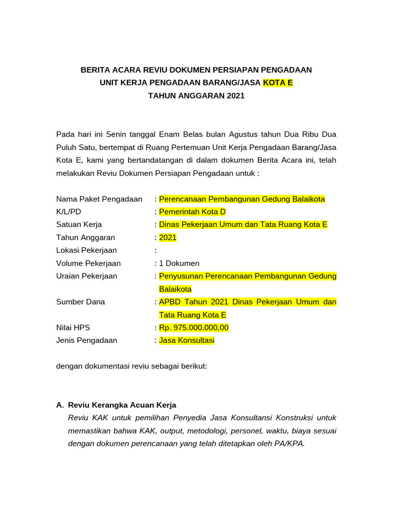 Reviu Dokumen Persiapan Pengadaan Jasa Konsultan Konstruksi | PDF