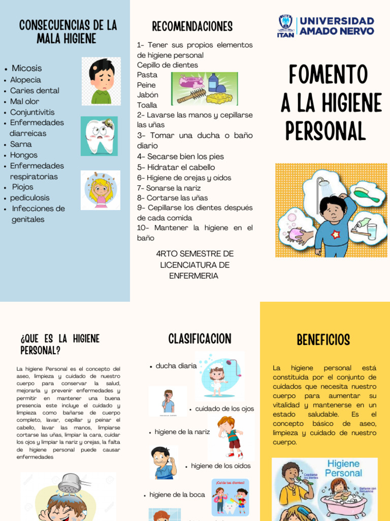 Triptico de Fomento A La Higiene Personal | PDF
