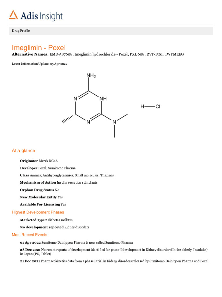 3 ADIS Insight Drug Profile Apr 5 2022 - Imeglimin Hydrochloride ...