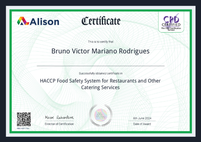 Alison - Certificate 4882 40017326 | PDF