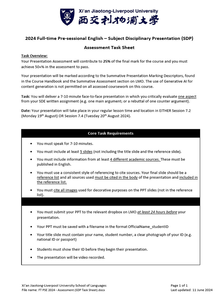 SDP Task Sheet | PDF
