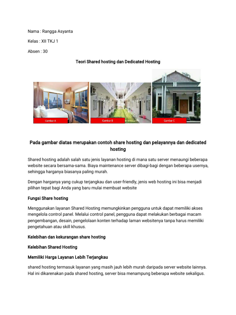 Teori share hosting dan dedicated hosting | PDF