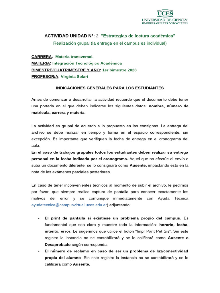 Actividad Unidad 2 ITA 1B 2023 G3 | PDF