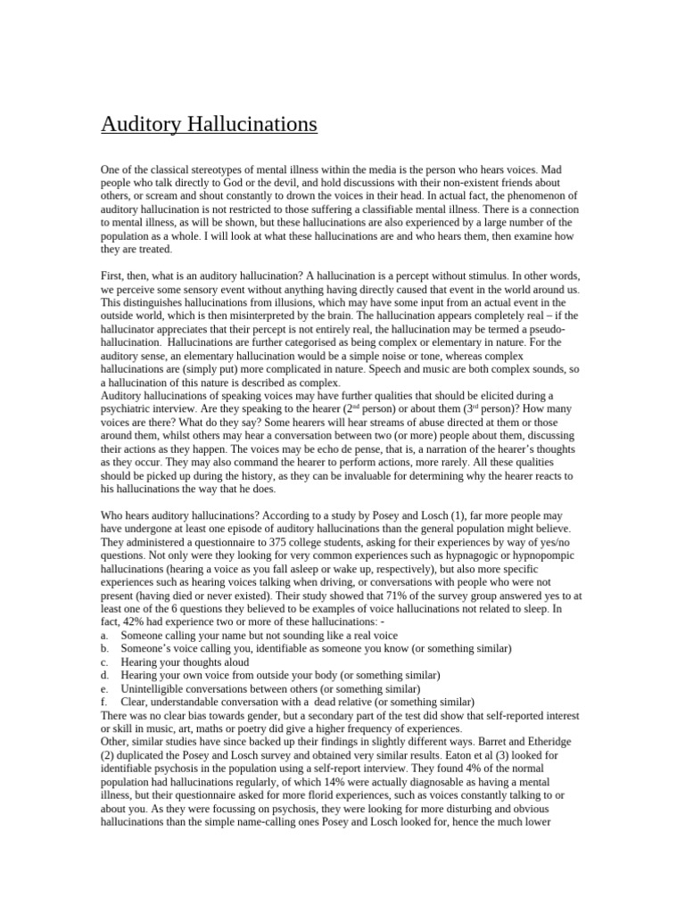 Auditory Hallucination | PDF