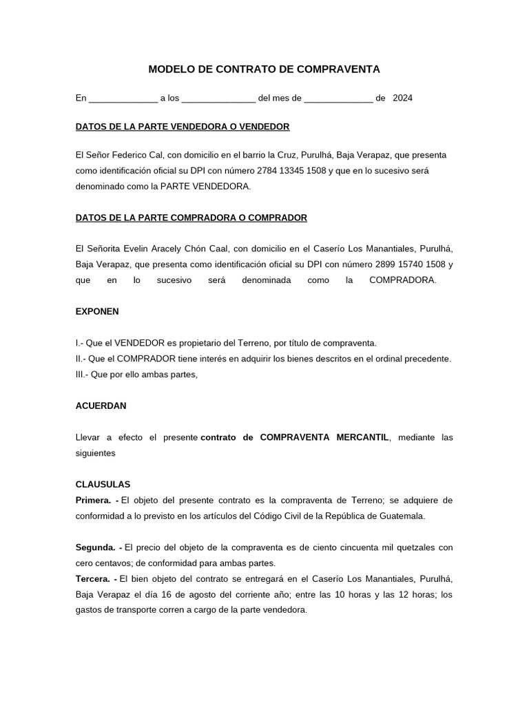 Formato Contrato de Compraventa | PDF