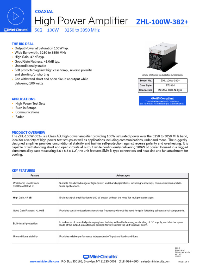 NPTEL BSDR - ZHL-100W-382+ (Page 2,4) | PDF