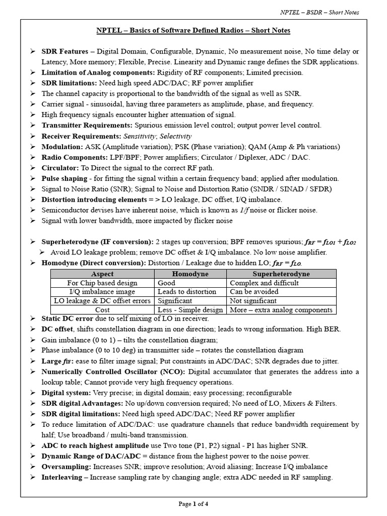 NPTEL BSDR - Short Notes | PDF
