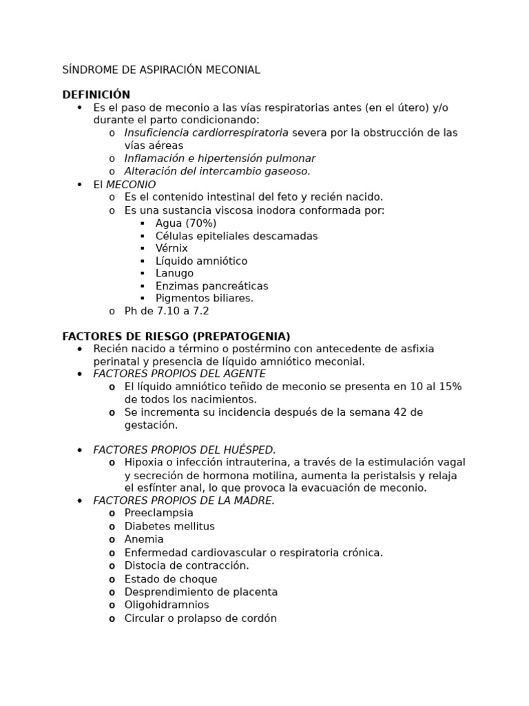 Síndrome de Aspiración Meconial: Causas y Efectos | PDF | Inflamación ...