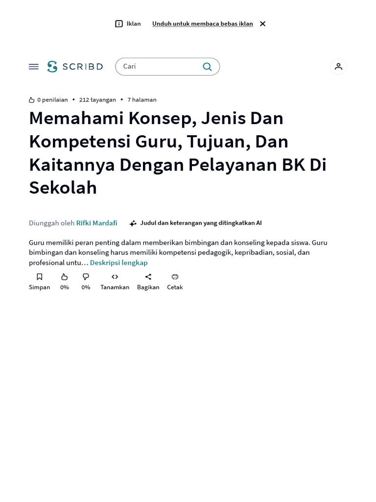 Memahami Konsep, Jenis Dan Kompetensi Guru, Tujuan, Dan Kaitanny | PDF