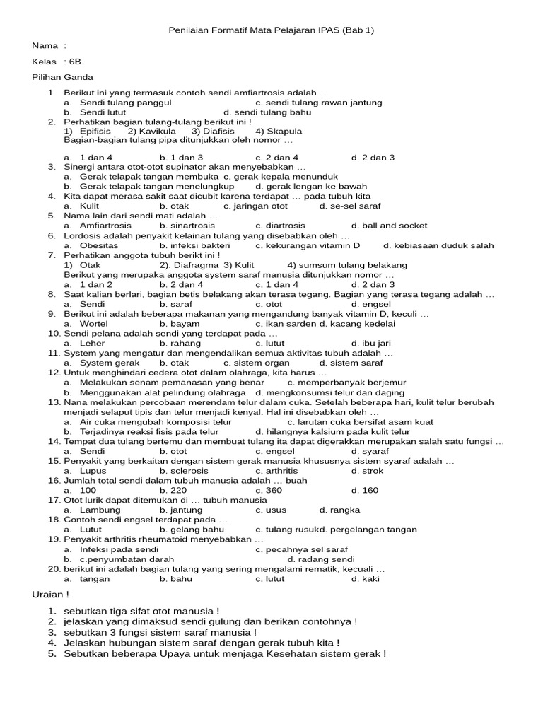 Penilaian Formatif Ipas Bab1 | PDF