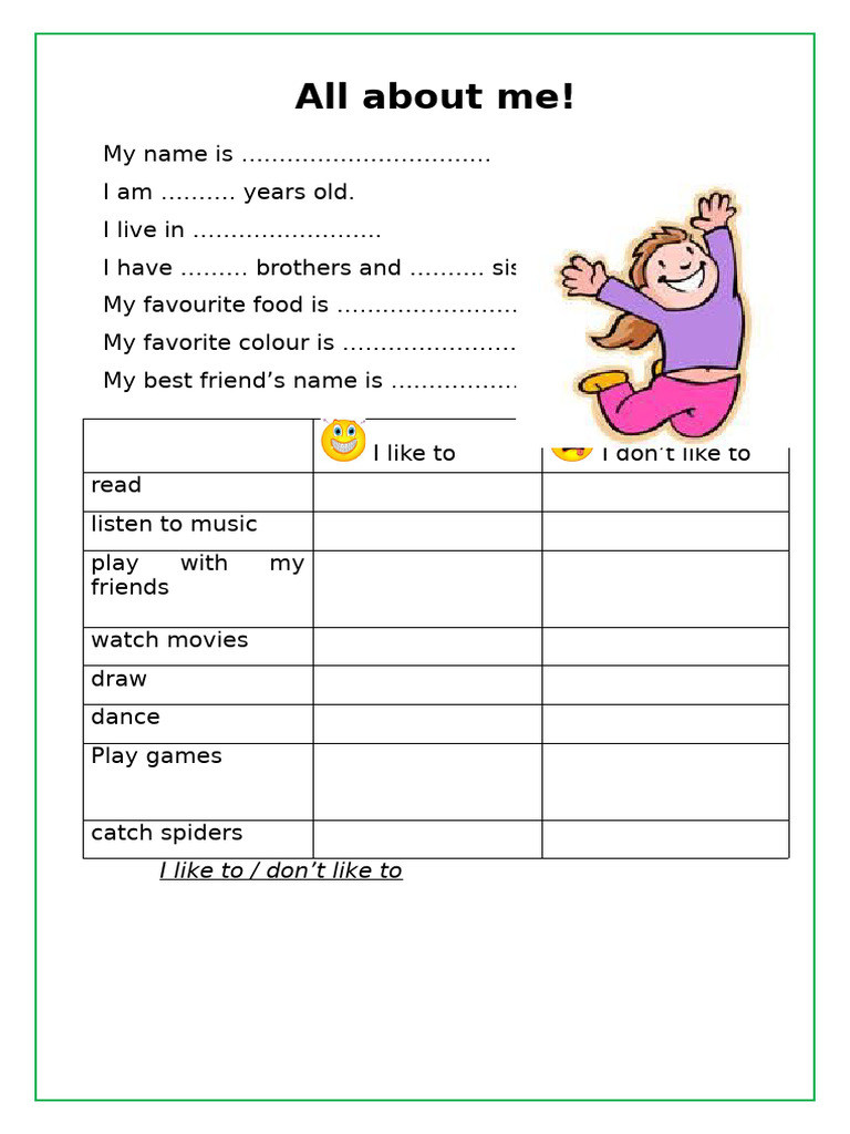 All About Me Fun Activities Games Icebreakers Oneonone Activiti - 16946 ...