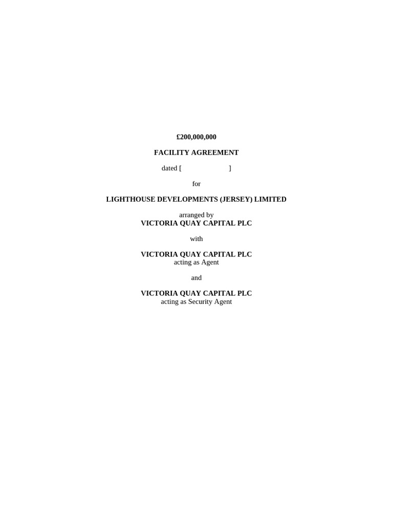 Resource - Draft - Facility Agreement (Victoria Quay Capital PLC) | PDF