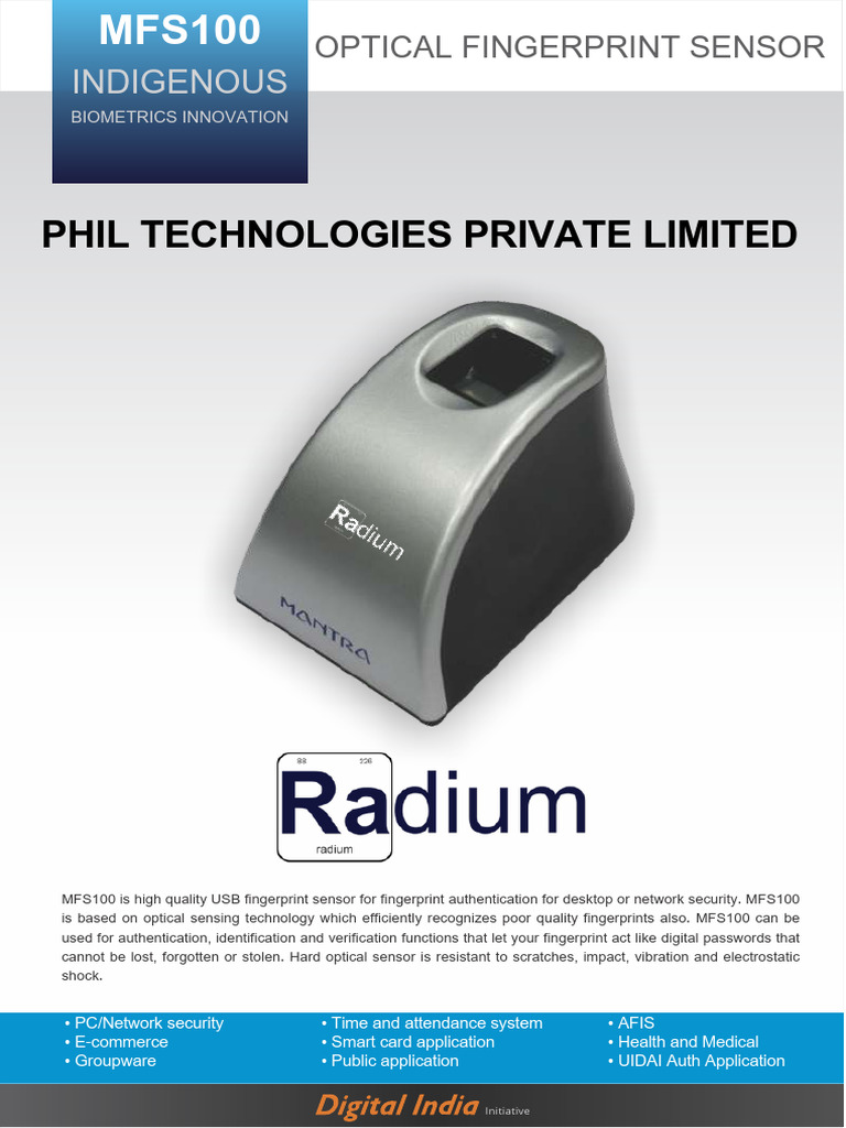 Mantra mfs100 Datasheet | PDF