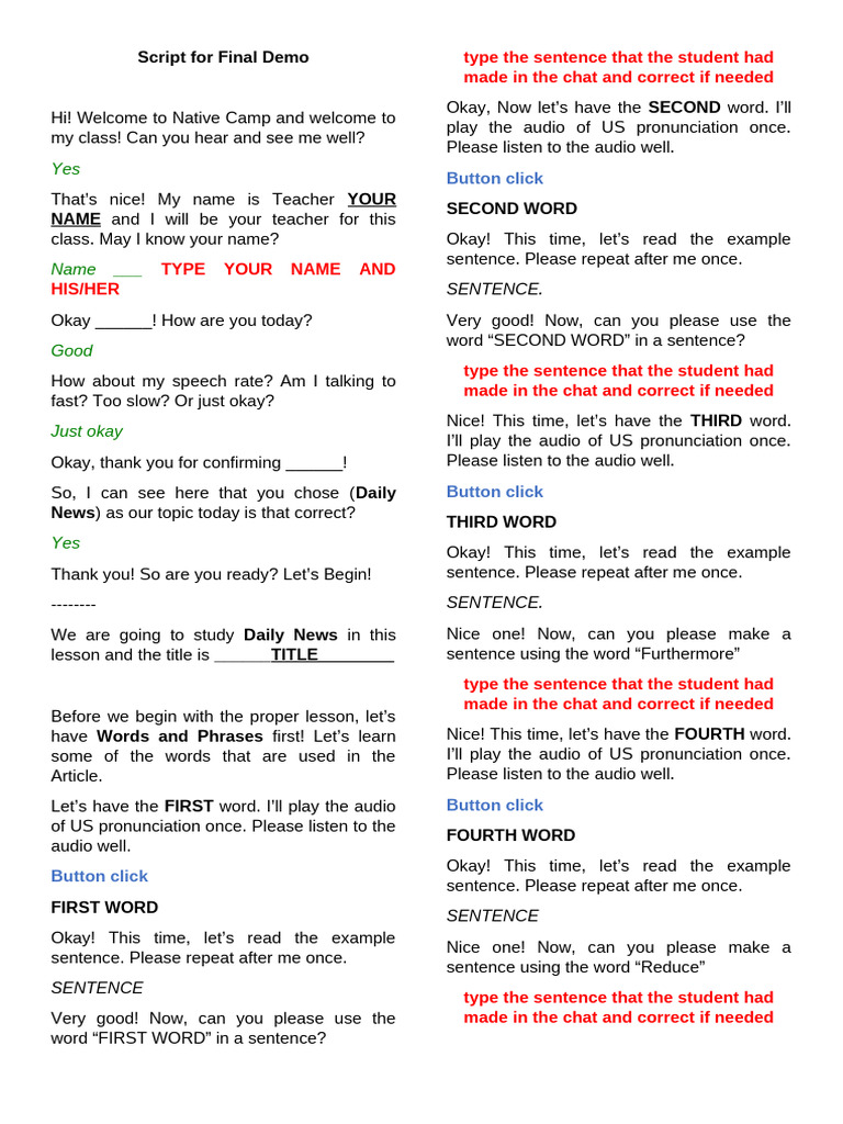 Demo Script Talk Exchange | PDF