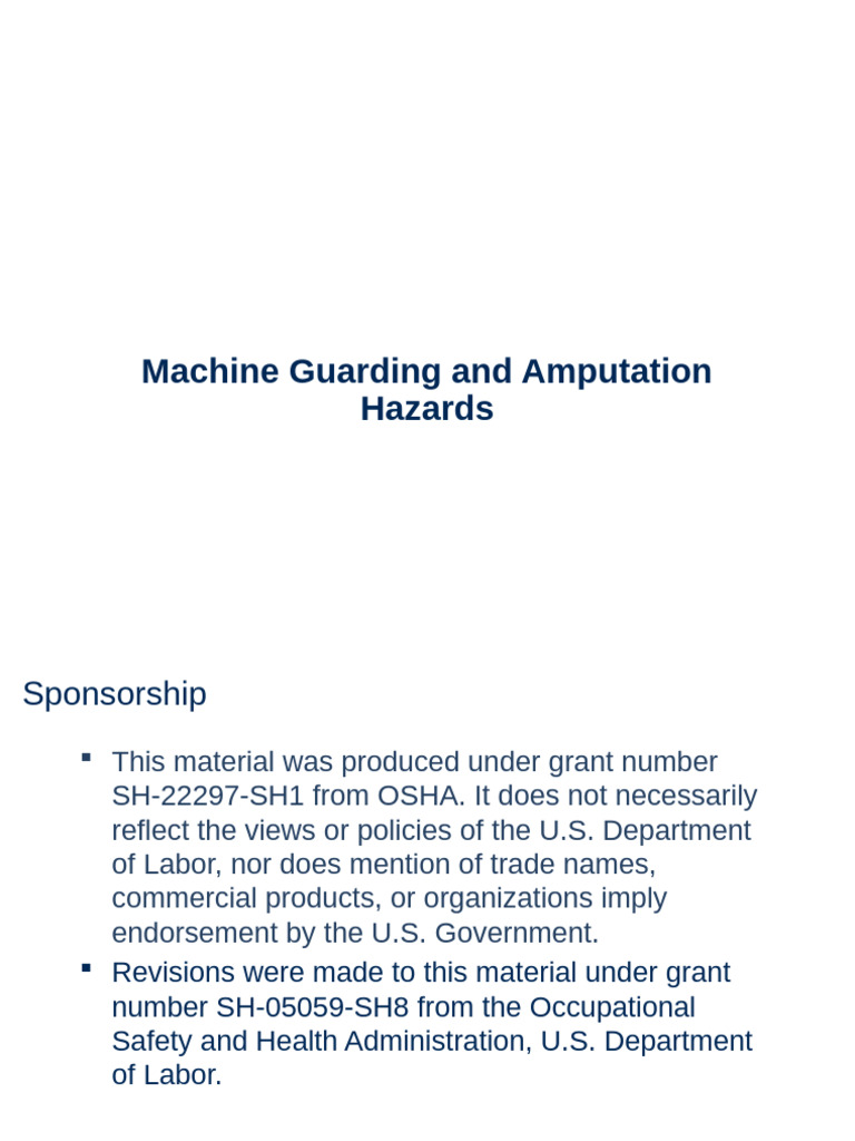 Machine Guarding and Amputation Hazards | PDF | Occupational Safety And ...