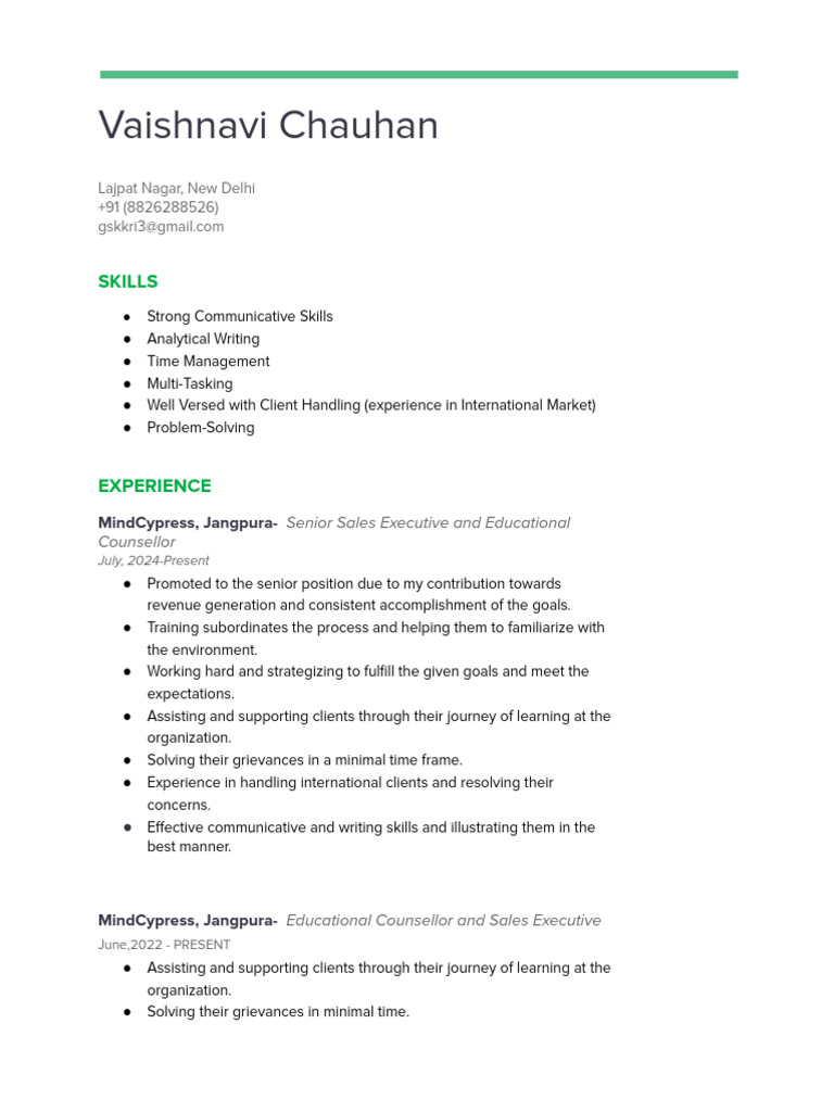 Resume Vaishnavi-1 | PDF