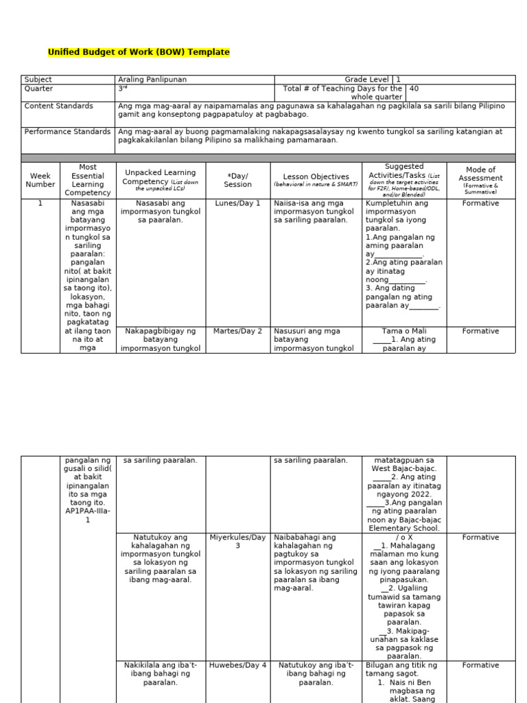 Bow 3RD QTR Week 1 Oces | PDF