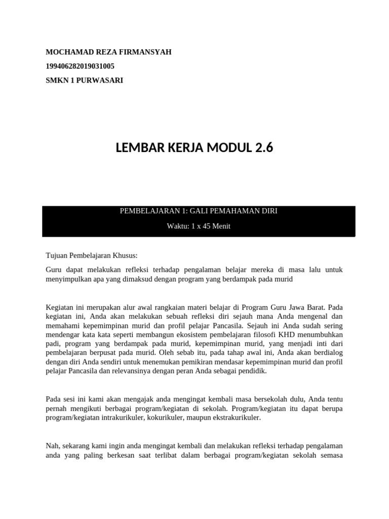 Lembar Kerja Modul 2.6 | PDF