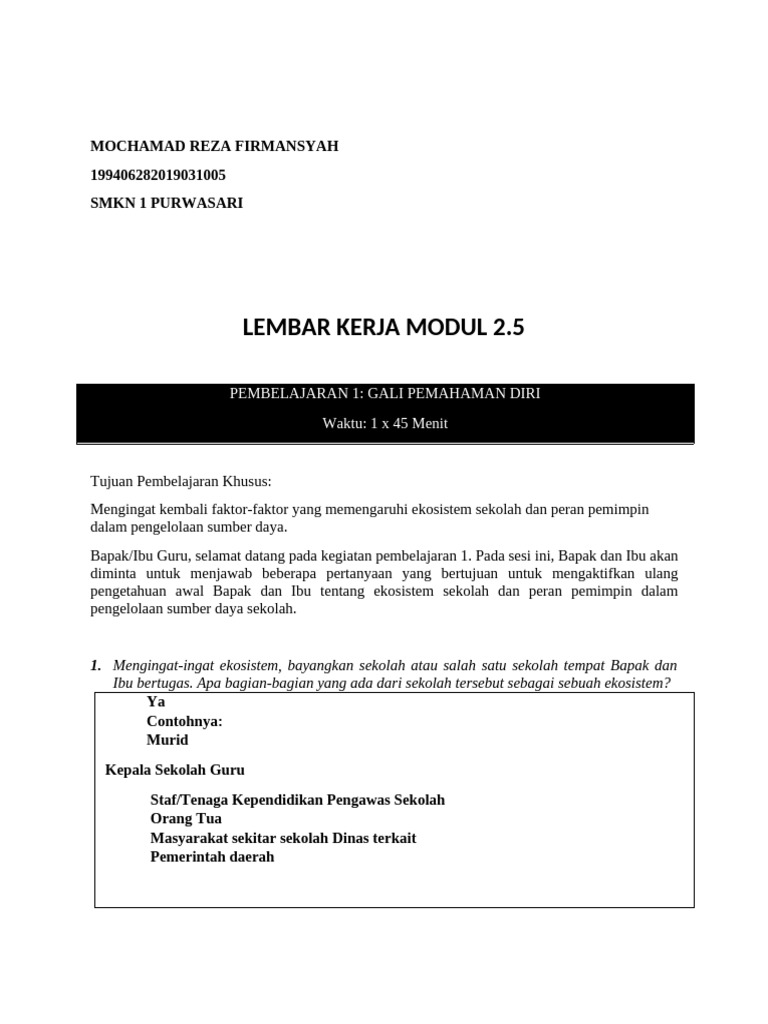 Lembar Kerja Modul 2.5 | PDF