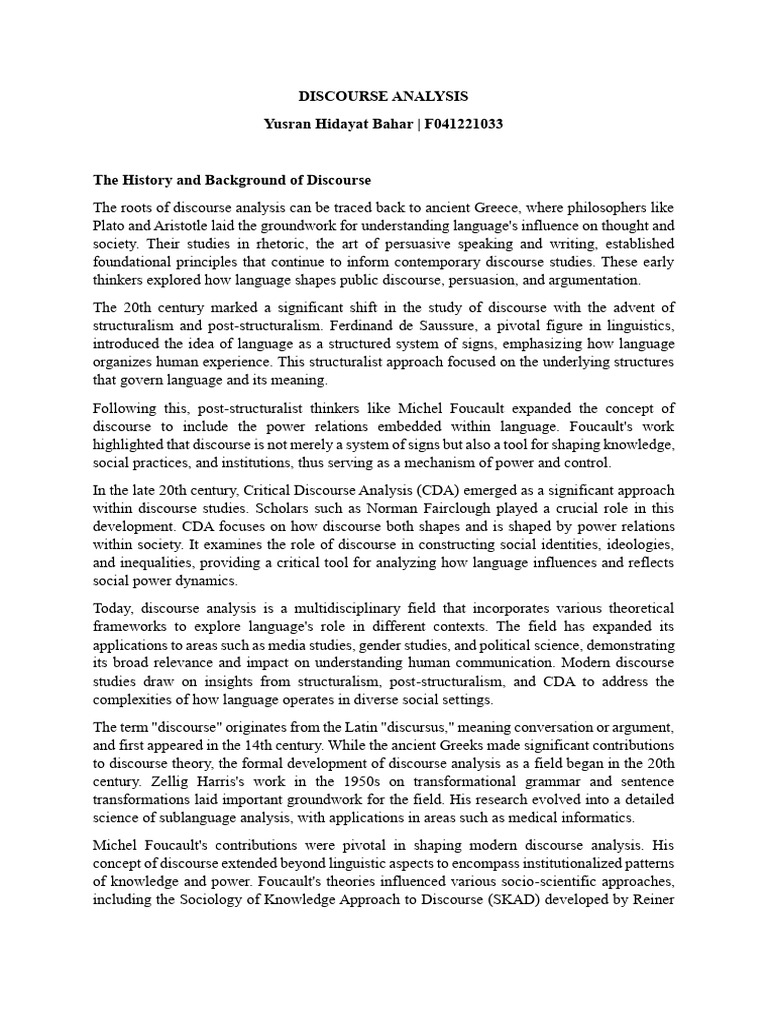 Discourse Analysis | PDF