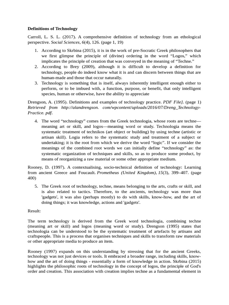 Definitions of Technology | PDF