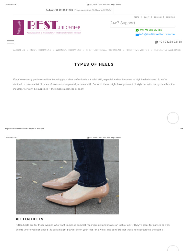 Types of Heels - Best Juti Center, Jaipur, INDIA | PDF