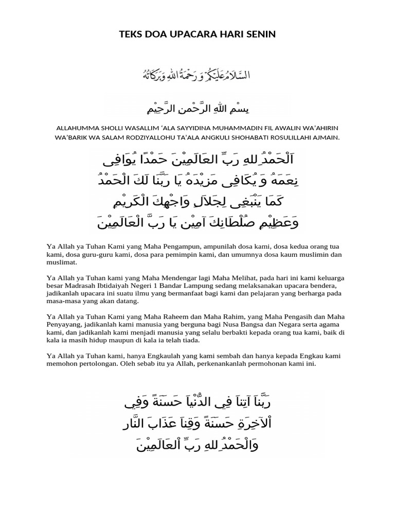 Teks Doa Upacara Hari Senin | PDF